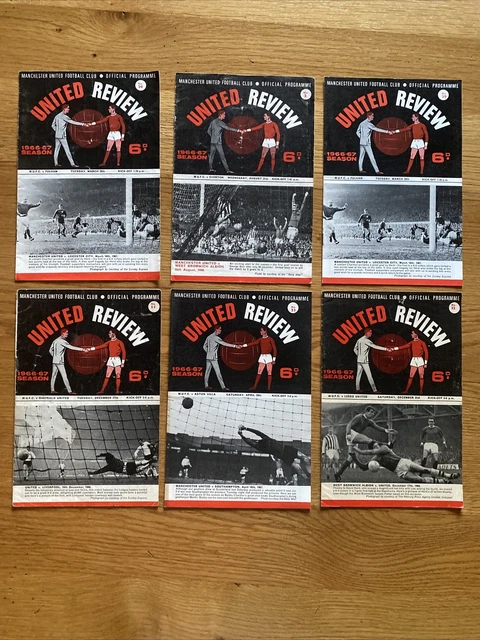 MANCHESTER UTD HOMES Football Programmes 1966/67 X 6 Progs ALL WITH ...