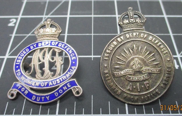 AUSTRALIAN WW1 RETURNED For Active Service badges, and Women of ...