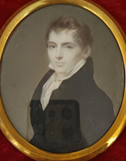 FINE GEORGIAN PORTRAIT MINIATURE of HANDSOME YOUNG GENTLEMAN by WILLIAM ...