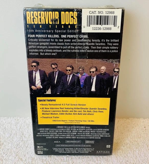 RESERVOIR DOGS VHS Ten Years Special Edition 1992 Artisan Tarantino ...