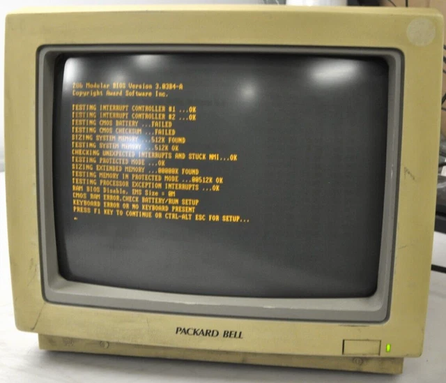 MONITEUR D'ORDINATEUR VINTAGE Packard Bell Modèle Is/Mm1218A Testé 1987 ...
