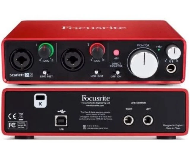 FOCUSRITE SCARLETT 2I2 2nd Gen Audio/Midi Interface - Red £90.00 ...