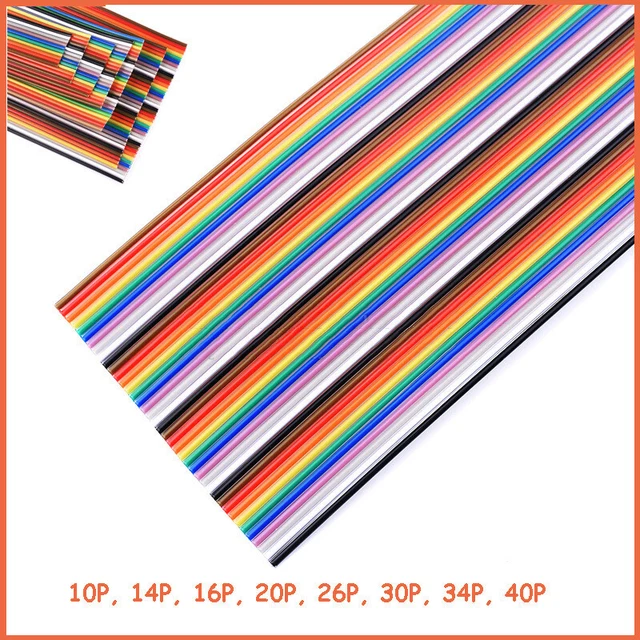 DUPONT WIRE FLAT Flexible Rainbow Ribbon PCB Cable Pitch 1.27mm 10 14 ...