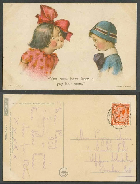 ARTHUR BUTCHER 1923 Old Postcard You Must Have Been a Gay Boy Once ...