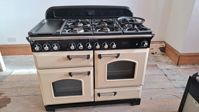 RANGEMASTER CLASSIC DELUXE Range Cooker Dual Fuel Cream Chrome FSD with ...