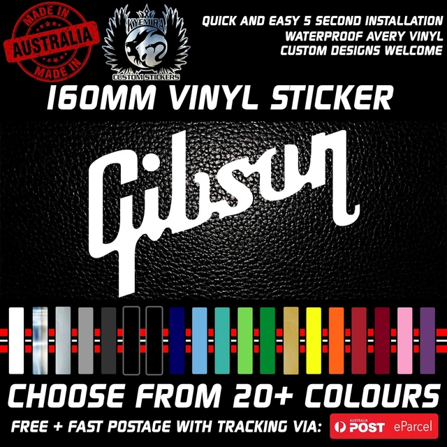 GIBSON LOGO GUITAR vinyl Sticker Decal 160mm $7.99 - PicClick AU