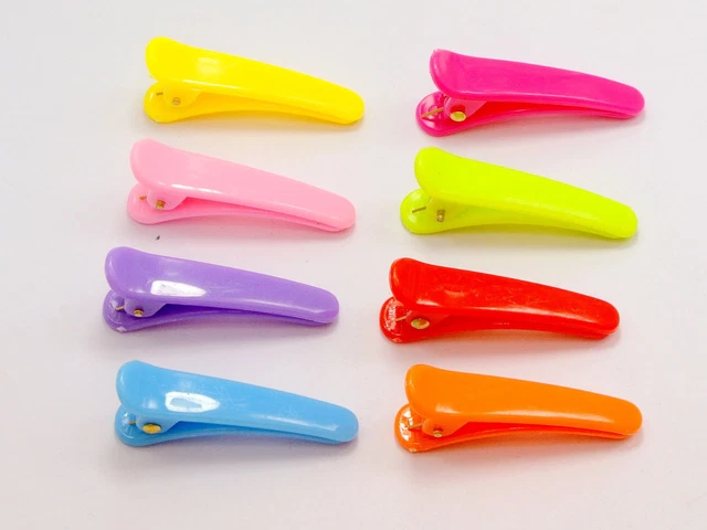 50 MIXED BUBBLEGUM Color Plastic Prong Alligator Hair Clips Bows 35mm ...