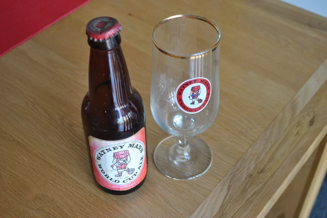 RARE VINTAGE 1966 Watney Mann World Cup Willie Ale Bottle & Glass £29. ...
