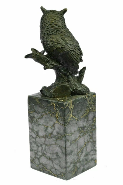 BRONZE SCULPTURE, HAND Made Statue Animal Owl Pure Figure On Marble ...