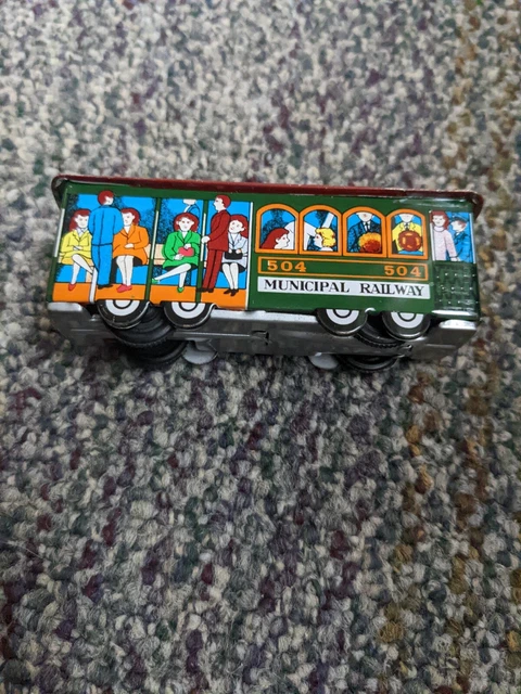 VINTAGE TIN TOY Train Trolley Car Powell & Mason Municipal Railway #514 ...