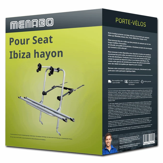 PORTE-VÉLO MENABO LOGIC 2 pour Seat Ibiza hayon 05.2017-àcejour 2 vélos ...