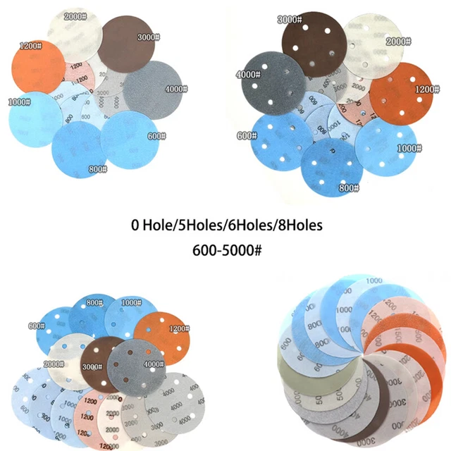 WET & DRY Sanding Discs Hook & Loop Film Sandpaper Pads 125mm 0/5/6/8 ...