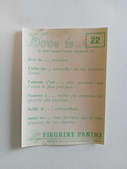 FIGURINA LOVE IS... PANINI 1970 n 22 CON VELINA EUR 1,00 - PicClick IT