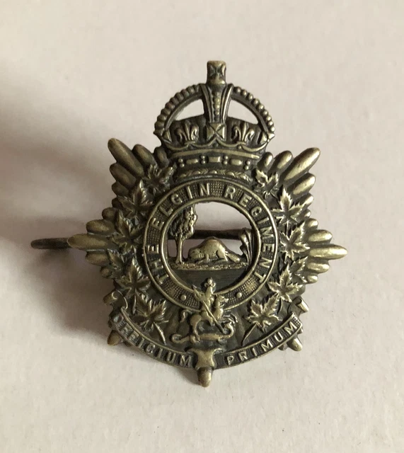 WW2 CANADIAN ARMOURED Elgin Regiment Cap Badge With Original Back Pin ...