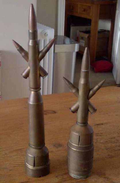 TWO WW1 Trench Art Brass Shell Case Displays £36.00 - PicClick UK