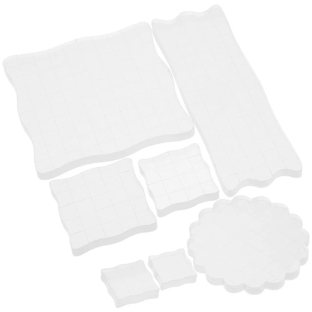 7 PCS ACRYLIC Block Pad Transparent Seal Stamp Block With Grid Lines ...