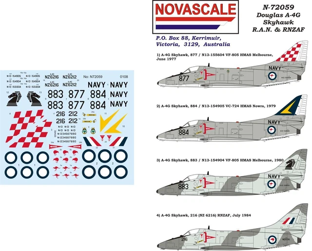 RAN & RNZAF Decals A-4G Skyhawk 1/72 Scale N72059 $24.00 - PicClick AU