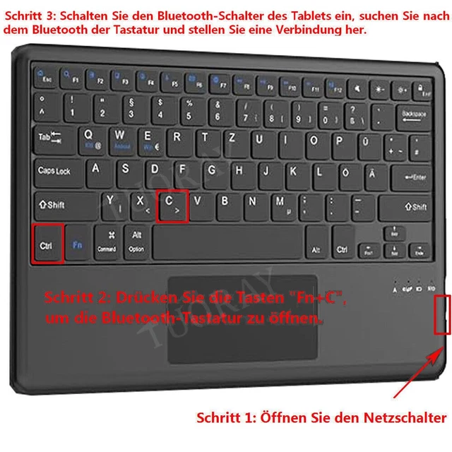 TOUCHPAD QWERTZ TASTATUR mit Maus für iPad A16 11 10 9 8 7th Air 6 5 4 ...