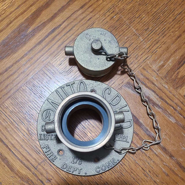 AUTO SPKR FIRE Department Connection Brass Round Wall Plate Italy ...