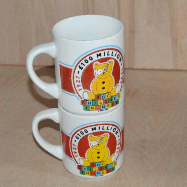2 VINTAGE BBC Children In Need Pudsey Bear Mugs 1986 Collectable Mugs £ ...