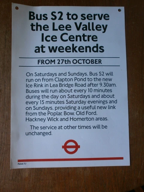 LONDON TRANSPORT BUS Stop Timetable Poster-New Route D7 to Isle of Dogs ...