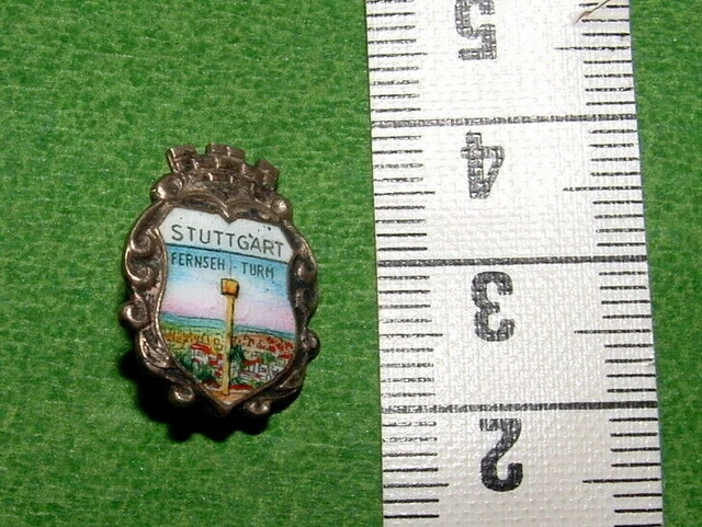 PIN ANSTECKNADEL STUTTGART Fernsehturm silbern mit Emaille 1960er-Jahre ...