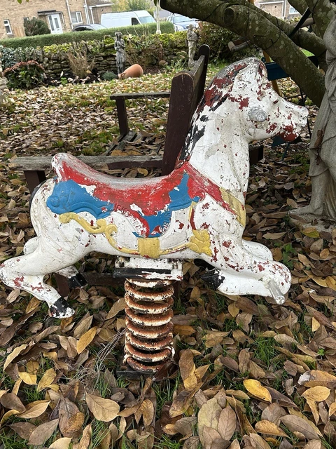 VINTAGE WICKSTEED PARK Rocking Horse Spring Ride, Cast Aluminium Good ...
