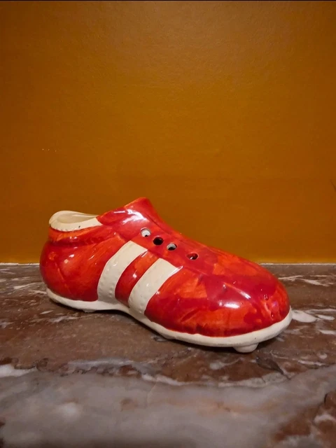 RARE VINTAGE 1970S Football Shoe Boot Money box Lace Red White Pottery ...