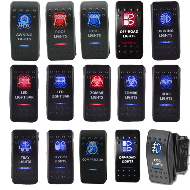 12V 20A BAR ARB Carling Rocker Toggle Switch Red Blue LED Light Car ...