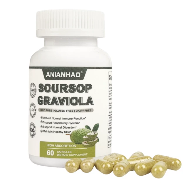 SOURSOP GRAVIOLA CAPSULES 120ct - 1000mg High Potency Leaf & Fruit Extract £11.95 - PicClick UK
