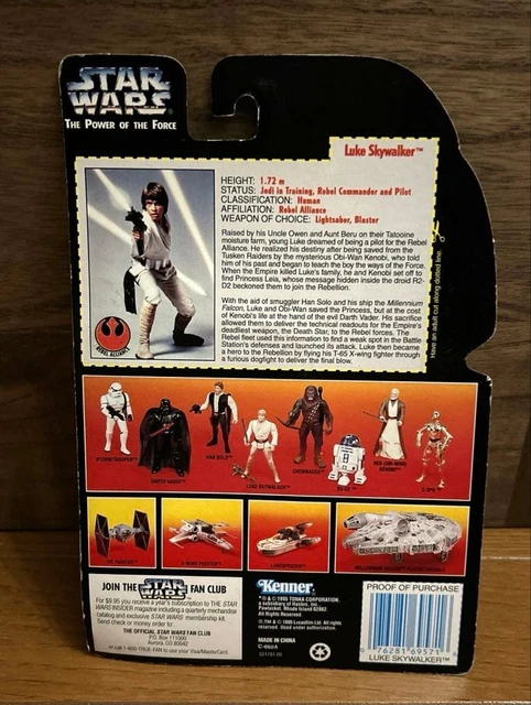 STAR WARS LUKE Skywalker Action Figure 3.75" Unopened 1995 Orange Card ...