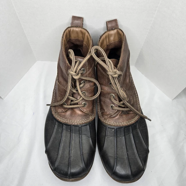 SPERRY MENS 9.5 Brewster Low Duck Boots Brown Black STS22783 Rain ...