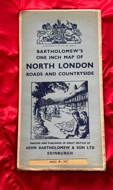BARTHOLOMEW'S, ONE INCH Paper Map, North London Roads & Countryside ...
