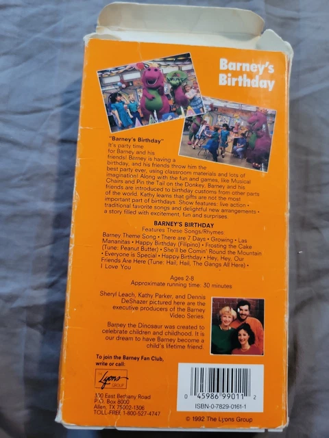 BARNEY VHS BARNEY'S Birthday RARE! Vintage 1992 90s Sing Along EUR 5,52 ...