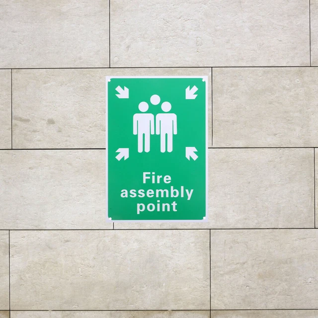 FIRE ASSEMBLY POINT Remind Plaque Rally Sign Emergency Park Safety ...