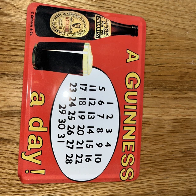 GUINNESS EVERLASTING CALENDAR embossed metal sign 300mm x 200mm £16.04 ...