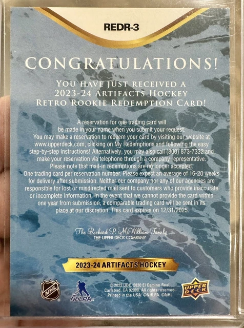 2023-24 UD ARTIFACTS Retro Rookie Redemption Adam Fantilli #REDR-3 Blue ...