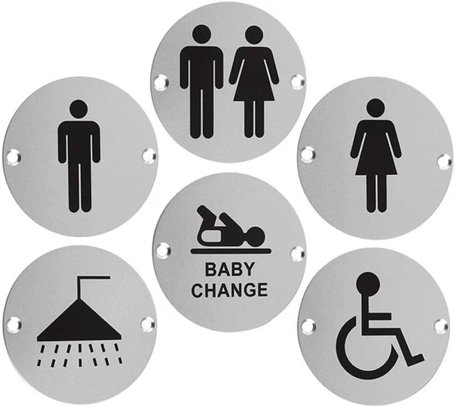 STAINLESS STEEL TOILET and Bathroom Door Facility Signs 76mm £5.34 ...