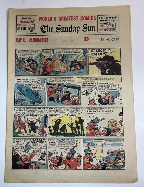 VINTAGE FEB 3, 1962 The Sunday Sun Complete Comic Section 16 Coloured ...