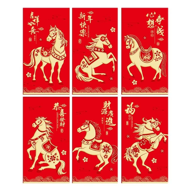 CHINESE NEW YEAR Red Envelopes Horse 2026, Year of the Horse Red ...