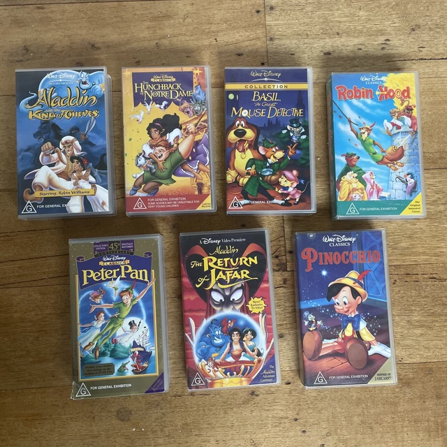 DISNEY & VHS Tapes Bundle - 7 CLASSICS - Peter Pan Aladdin Pinocchio ...