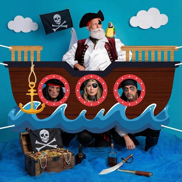 PIRATE PARTY DECORATION Large Pirate Theme Photo Backdrop Fabric Ship ...
