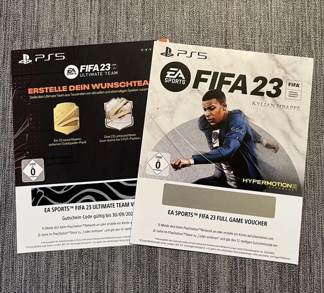 FIFA 23 DOWNLOAD Code (PS5) + FIFA ULTIMATE TEAM (FUT) Voucher. EUR 59 ...