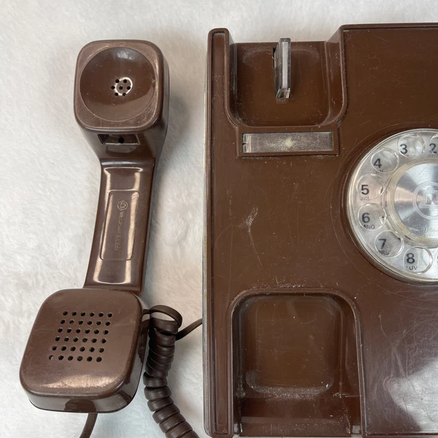 WESTERN ELECTRIC ROTARY Wall Phone Brown Bell System 1980s Right-Sided ...