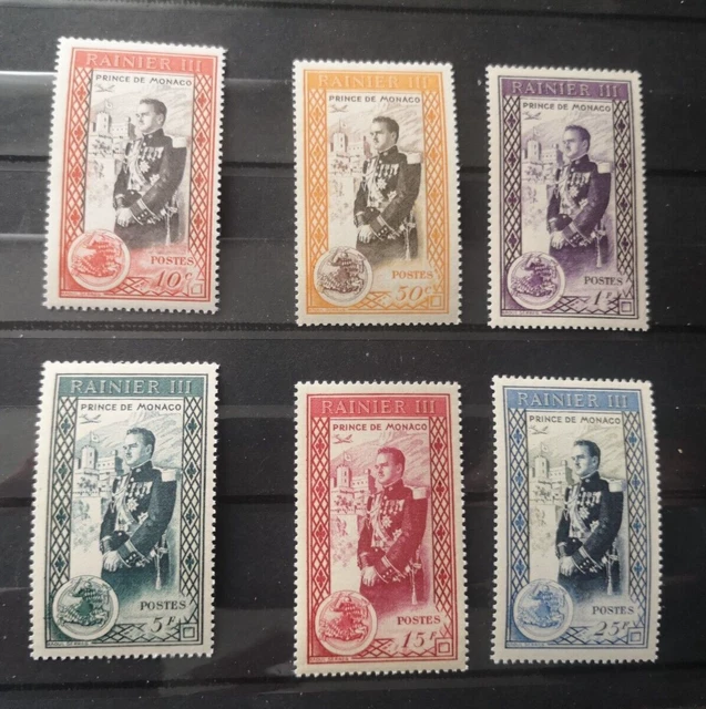 TIMBRE MONACO 1950 N°338-343 Poste aérienne Prince Renier III neuf ...
