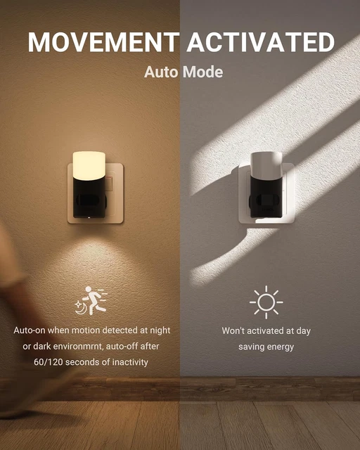 MOTION SENSOR LIGHTS Indoor with Up-And-Down Glowing, Dimmable Night ...