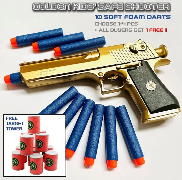 KIDS TOY GUN Golden Eagle Safe Shooter Target Kids Safe Toy Gun 10 Blue ...