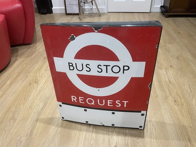 LONDON TRANSPORT ENAMEL Bus Stop Sign - ‘Bus Stop Request’ £95.00 ...