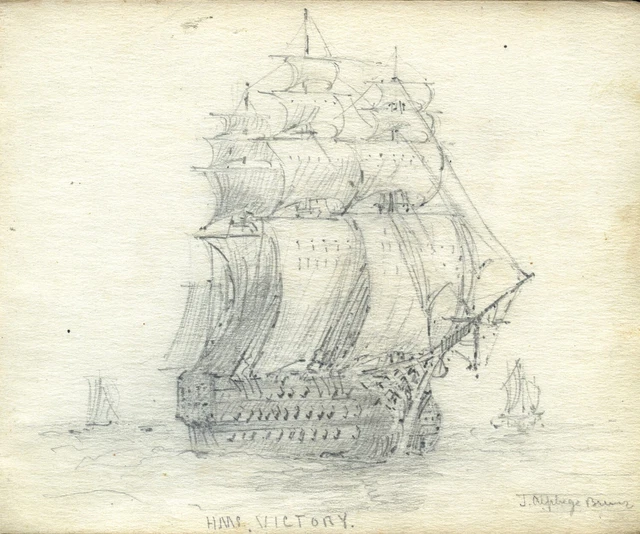 HMS VICTORY~JAMES ALPHEGE Brewer Drawing~Nelson/Battle Of Trafagar ...