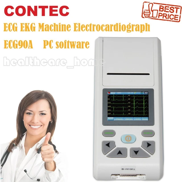 CONTEC ECG90A HANDHELD Digital ECG 12-Lead EKG Electrocardiograph PC ...